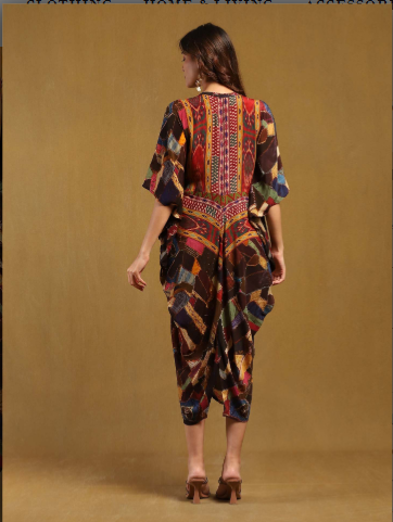 Brown Velvet Patchwork Kaftan – Ritu Kumar South Africa